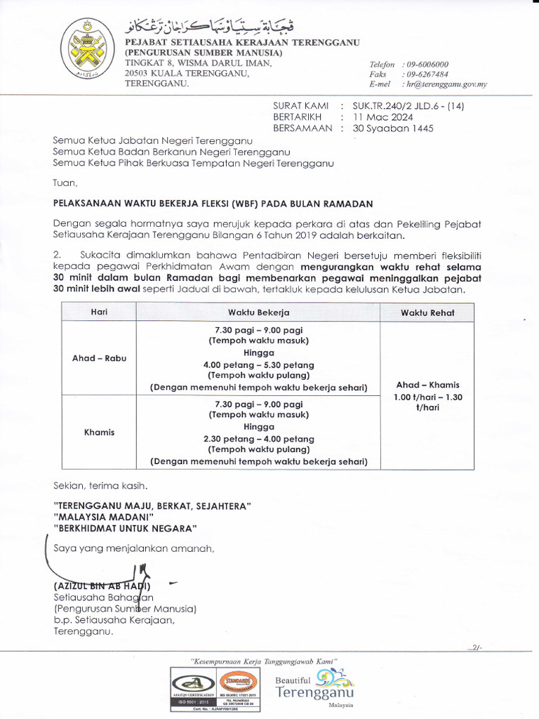 Pelaksanaan Waktu Bekerja Fleksi (WBF) Pada Bulan Ramadan | PDF