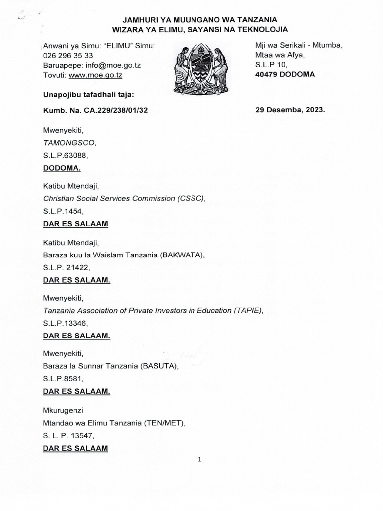 Orodha Ya Shule Za Amali Wadau Wa Elimu | PDF