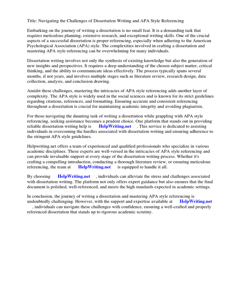 Dissertation & APA Style Guide | PDF | Apa Style | Citation