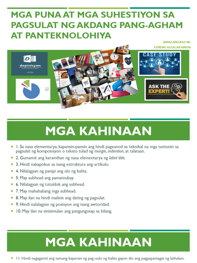 Mga Puna at Suhestiyon Sa Pagsulat NG Akdang Pang-Agham at ...