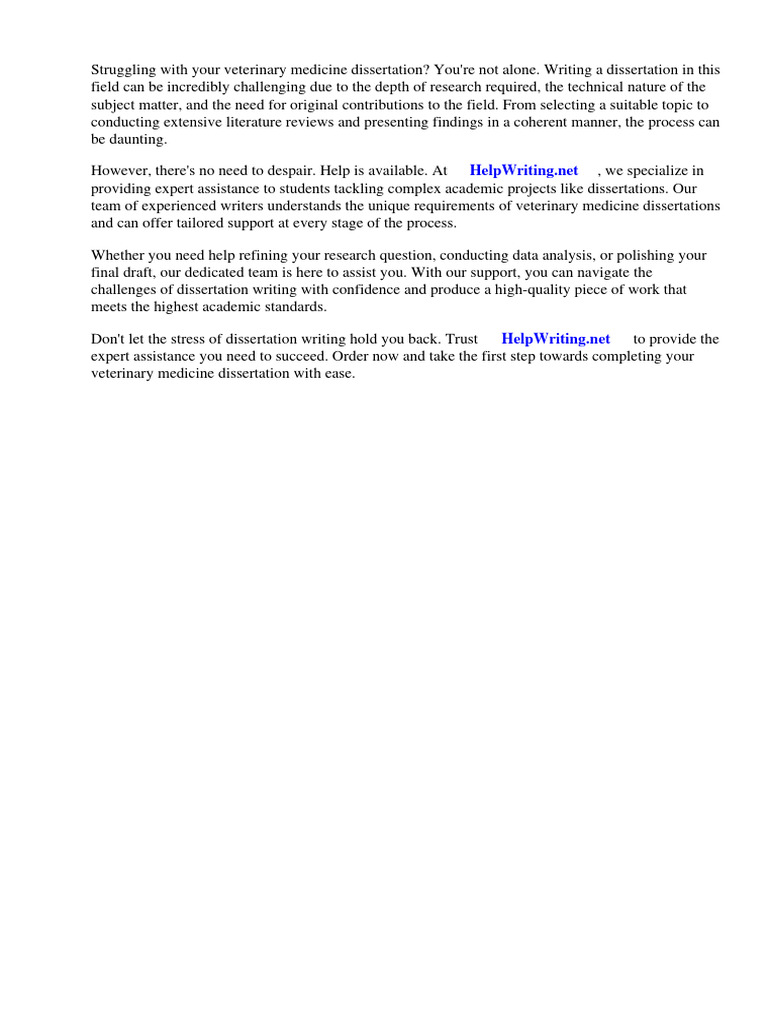 Veterinary Medicine Dissertation Topics | PDF | Medicine | Thesis