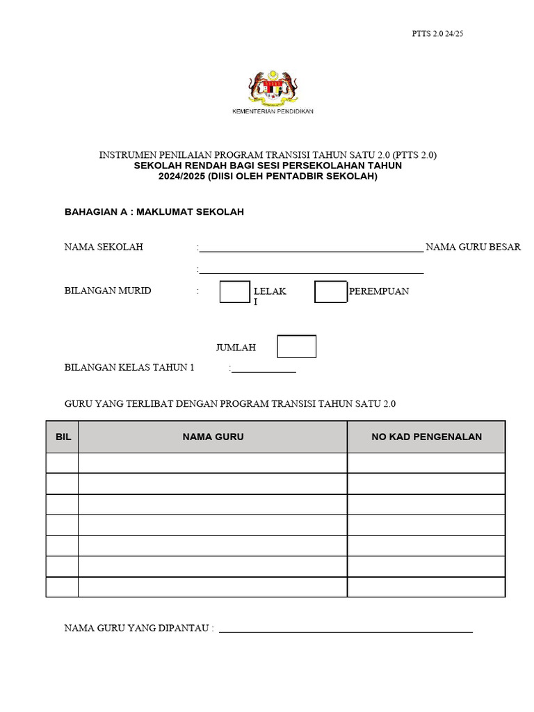 Instrumen Pemantauan Kendiri Transisi | PDF