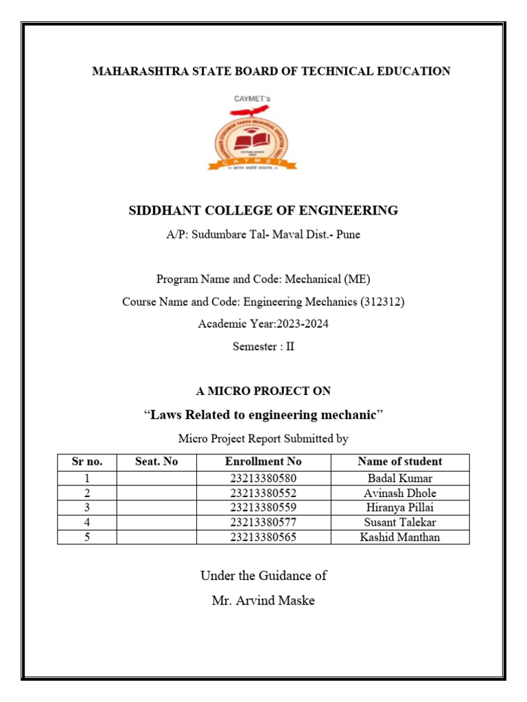 Microproject Format For EGM | PDF