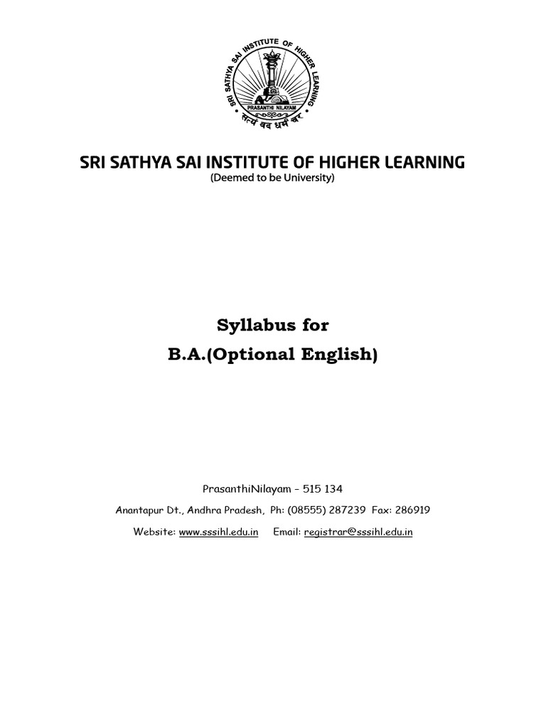B.A. Optional English Syllabus Overview | PDF | Essays | Poetry