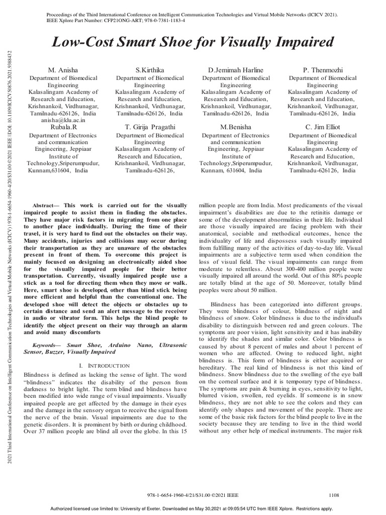 paper 2 - obstacle using ultrasonic sensor | PDF | Visual Impairment ...