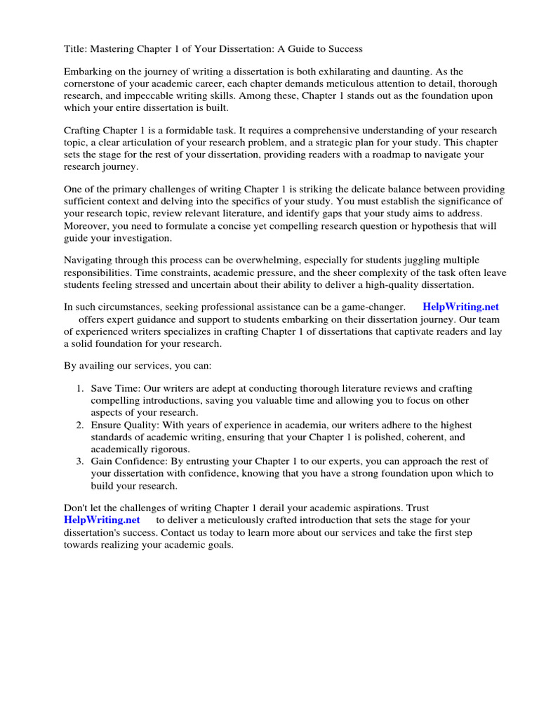 Writing Chapter 1 Dissertation | PDF | Thesis | Biometrics