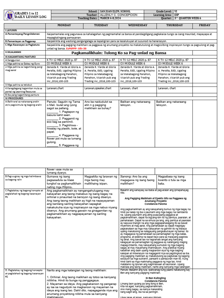 DLL - Esp 6 - Q3 - W6 | PDF