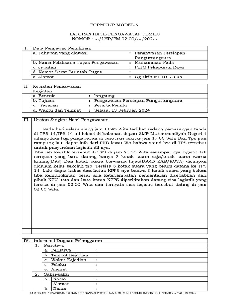 Laporan Pengawasan Pemilu 2024 | PDF