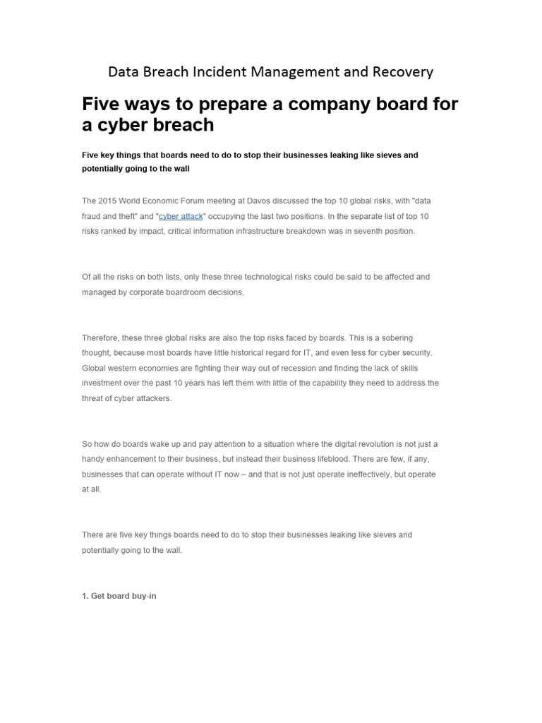 Data Breach Incident Management and Recovery | PDF | Computer Network ...