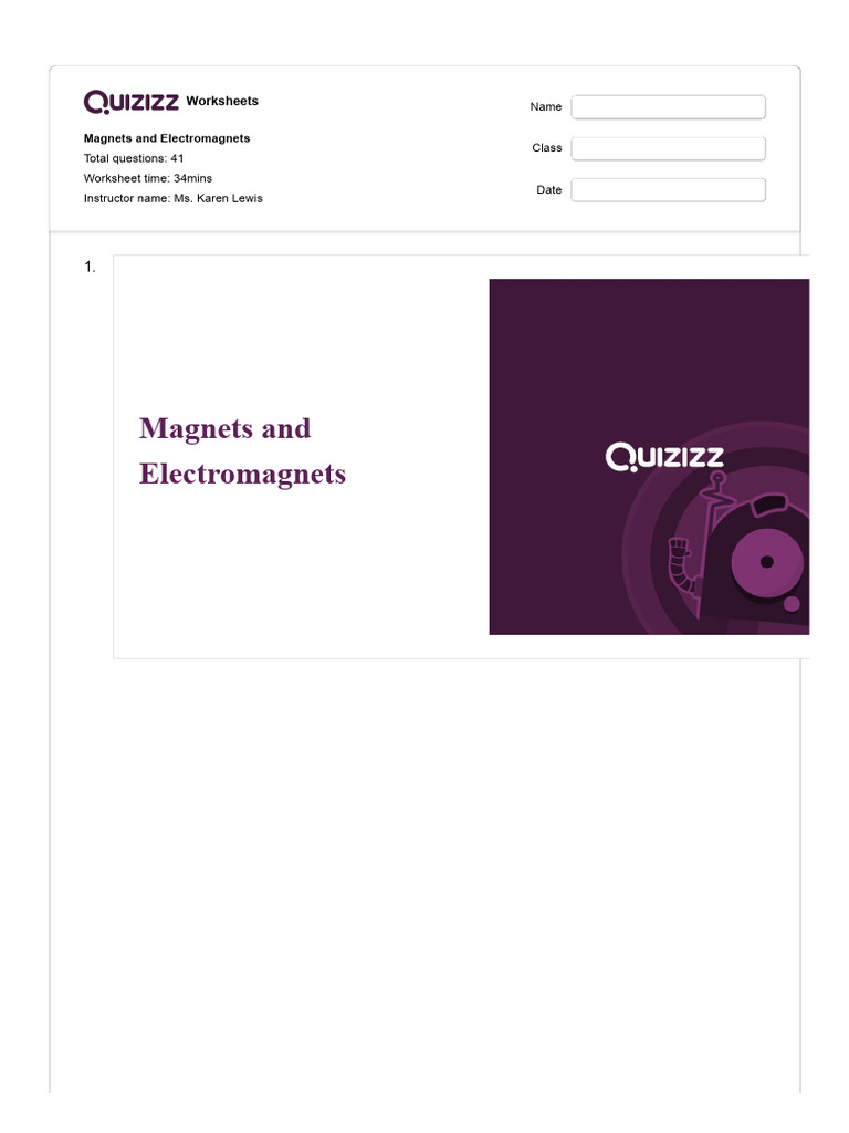 Magnets and Electromagnets Worksheets | PDF | Magnetism | Compass