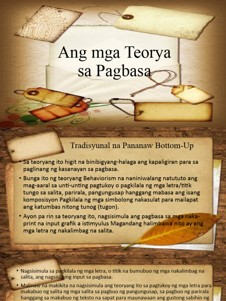 Ang Mga Teorya Sa Pagbasa | PDF