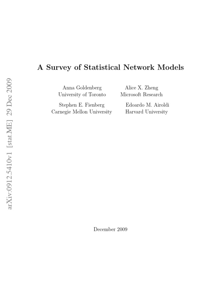 A Survey of Statistical Network Models | PDF | Art | Technology & Engineering
