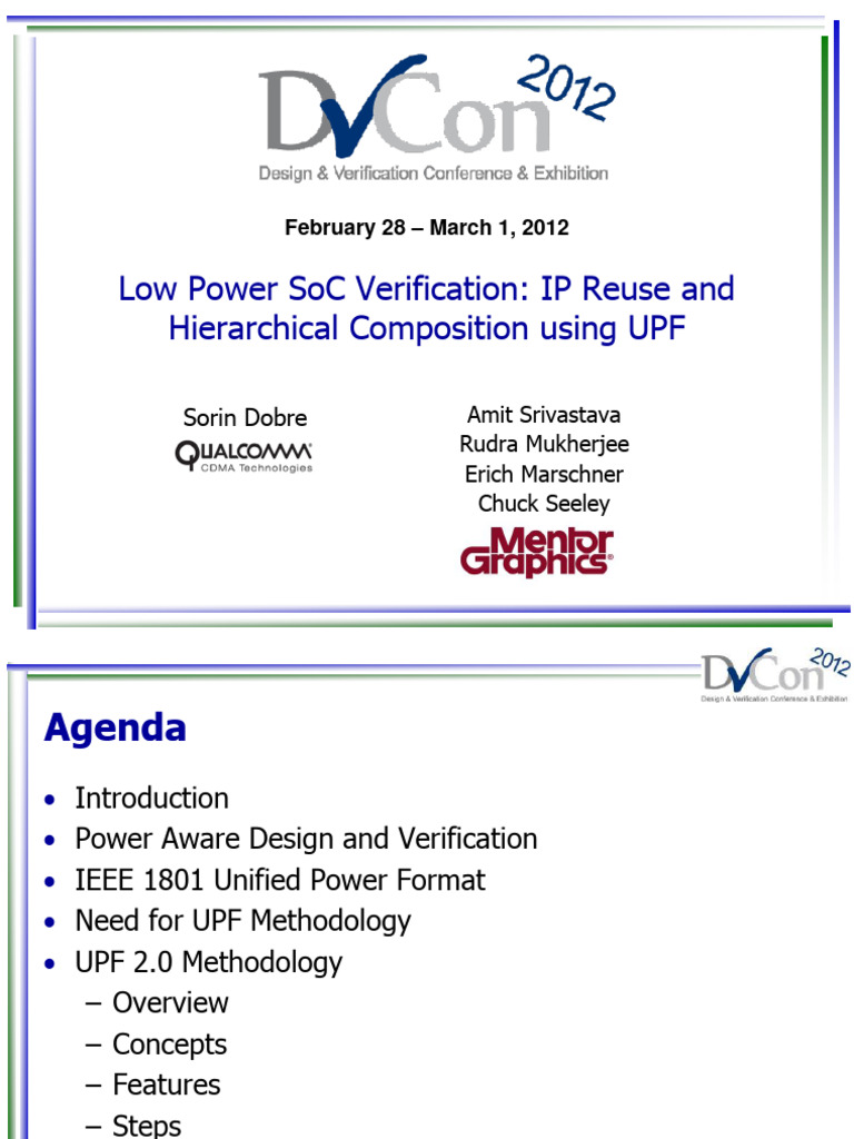 Low Power Soc Verification Ip Reuse and Hierarchical Composition Using Upf Presentation | PDF ...