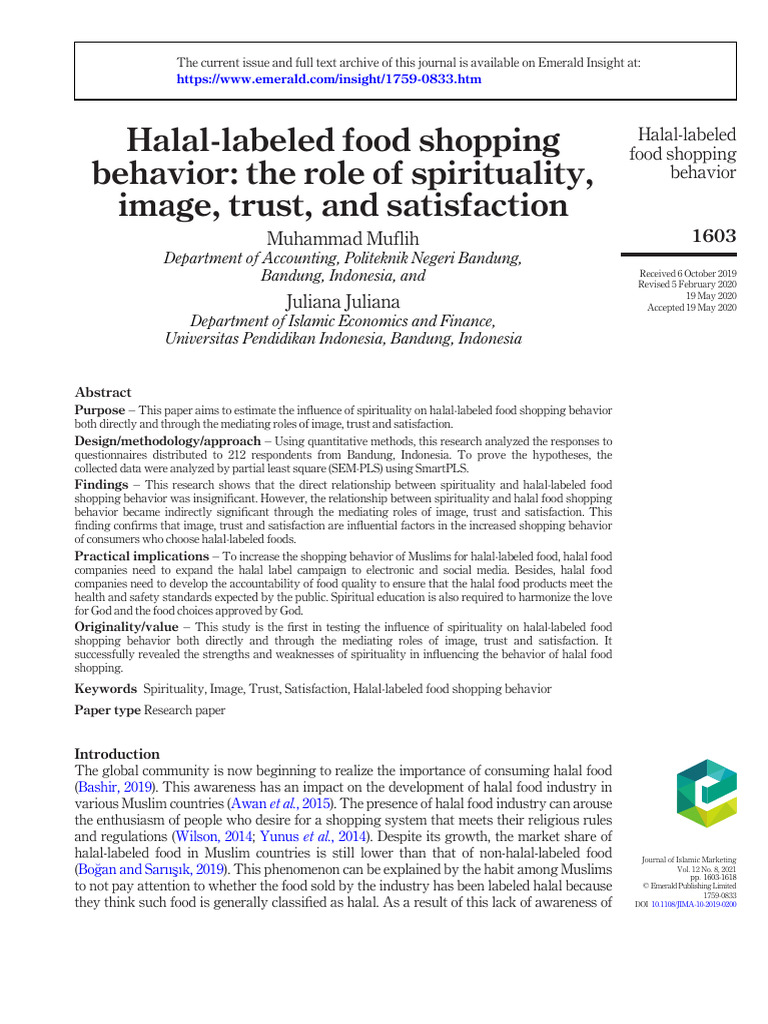 Halal-Labeled Food Shopping | Download Free PDF | Structural Equation ...