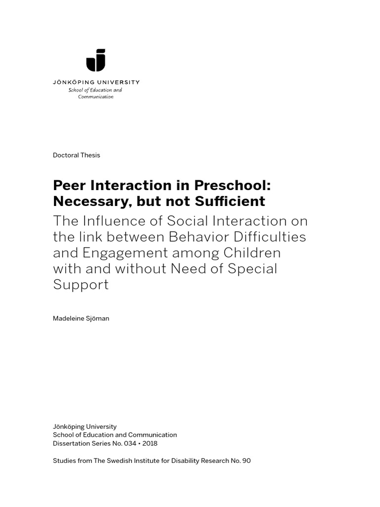 Peer Interaction in Preschool | PDF | Preschool | Learning