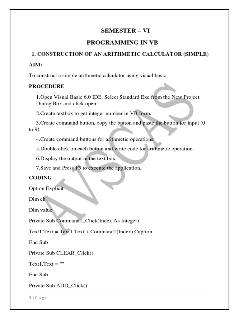 VB Lab Programs | PDF | Microsoft Access | Computing
