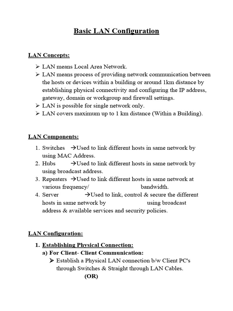 Essential Guide to Basic LAN Setup | PDF | Ip Address | Computer Network