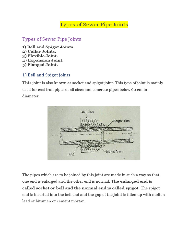 Sewer Pipe Joint Types Explained | PDF
