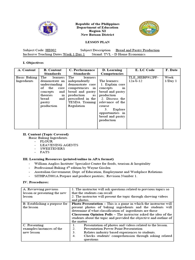 BPP DLL For Demo | PDF | Flour | Cakes