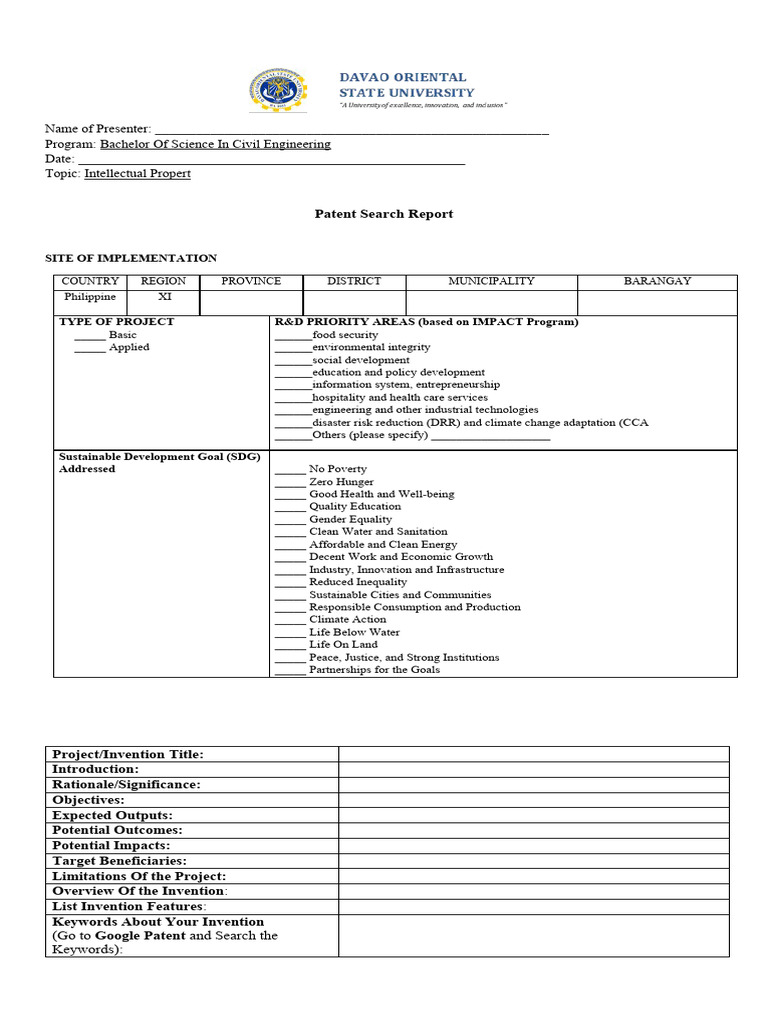 Patent Search Report | PDF | Sustainability | Disaster Risk Reduction