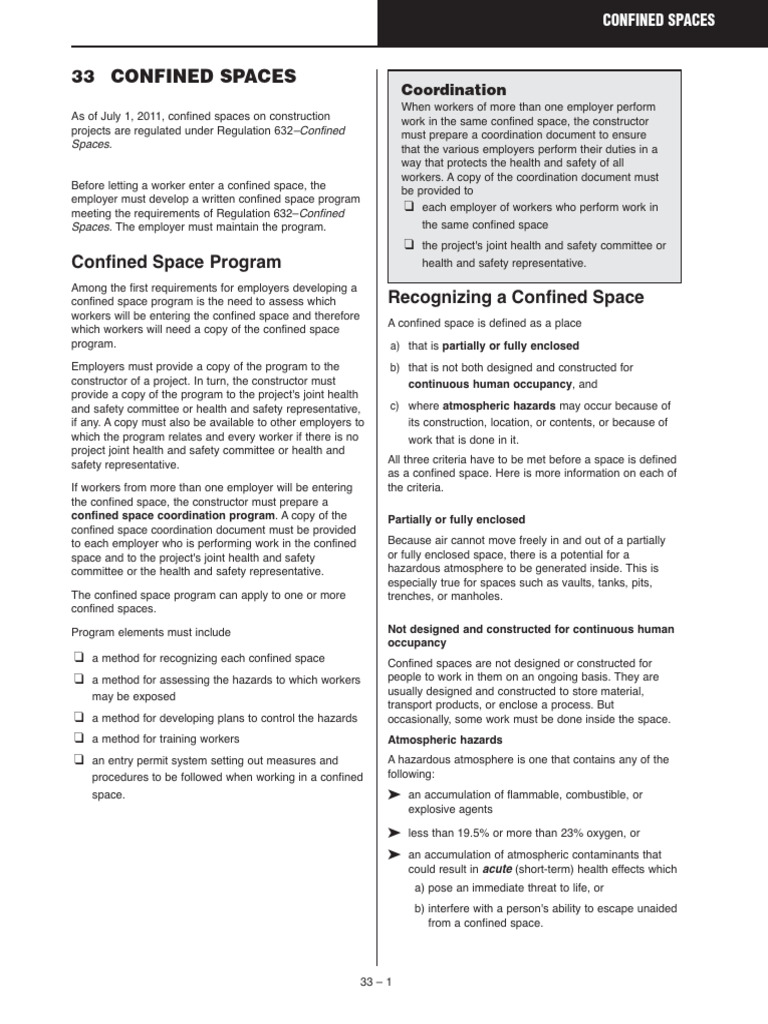 33 Confined Spaces | PDF | Occupational Safety And Health | Hazards