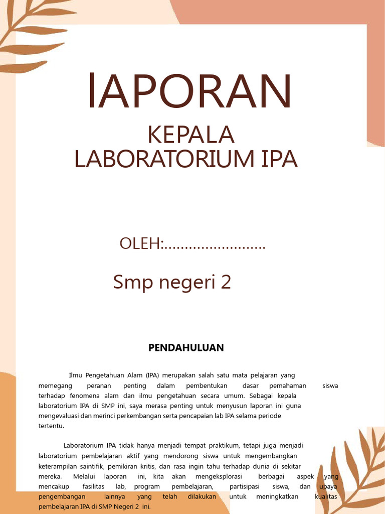 Bukti Dukung Laporan Kepala Laboratorium IPA | PDF | Sains & Matematika