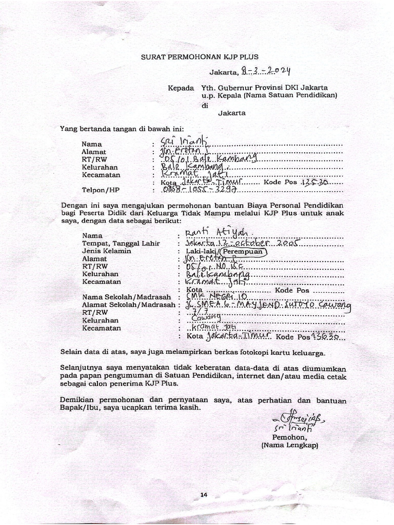 Surat Permohonan Kepada Gubernur - Ranti Atiyah | PDF