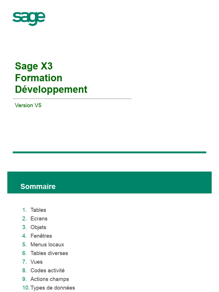 Formation Sage X3 V5 : Tables et Écrans | PDF | Écran d'ordinateur | Informatique
