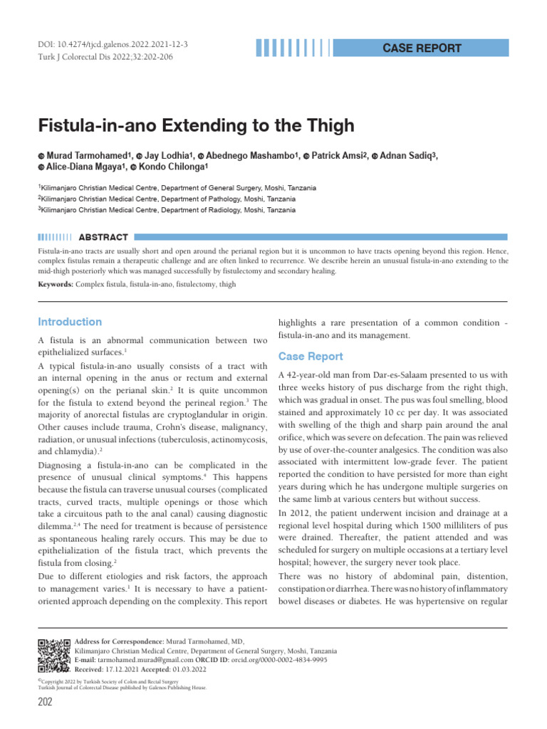 Fistula-In-Ano Extending To The Thigh | PDF | Clinical Medicine ...