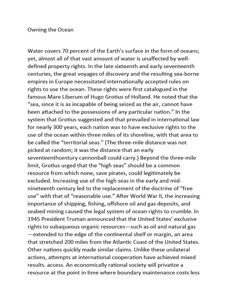 Owning The Ocean | PDF | Territorial Waters
