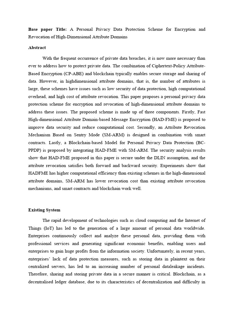 A Personal Privacy Data Protection Scheme For Encryption and Revocation of High-Dimensional ...