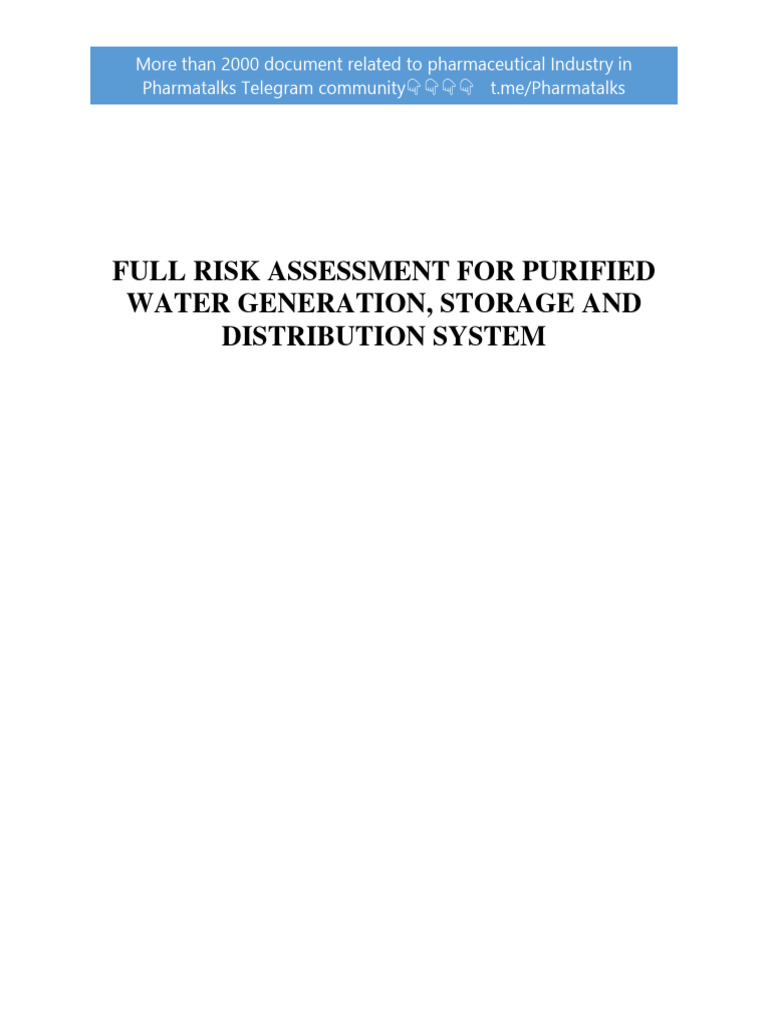 Risk Assessment For Purified Water | PDF | Filtration | Membrane