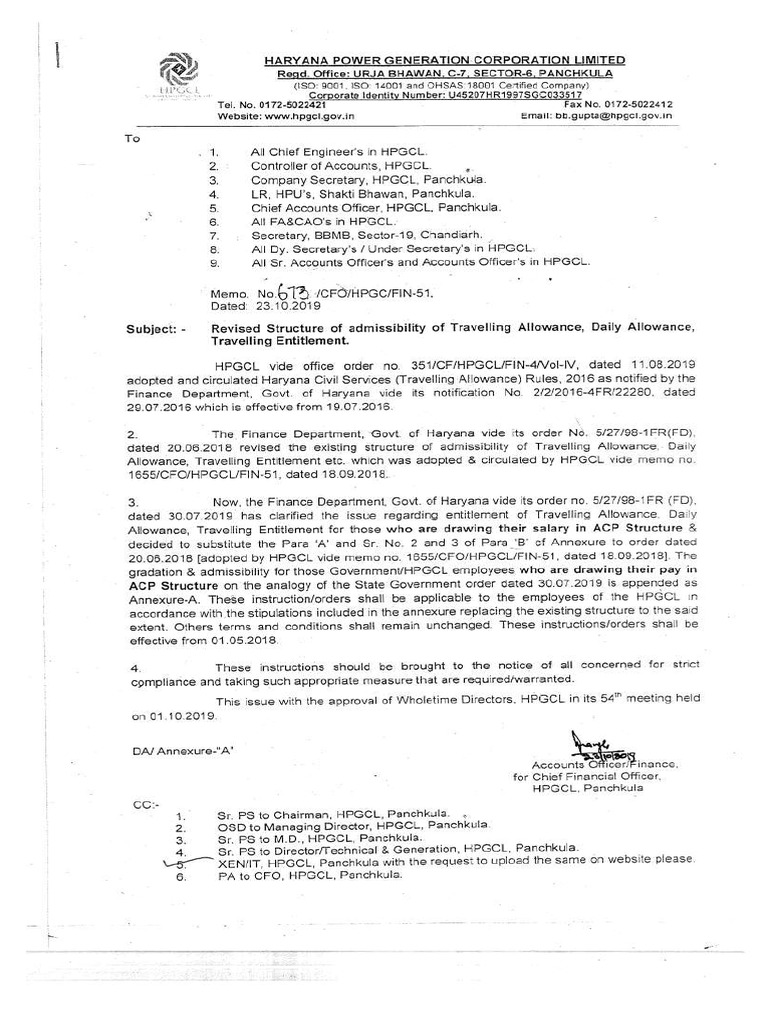 Travelling Allowance Admissibility | PDF