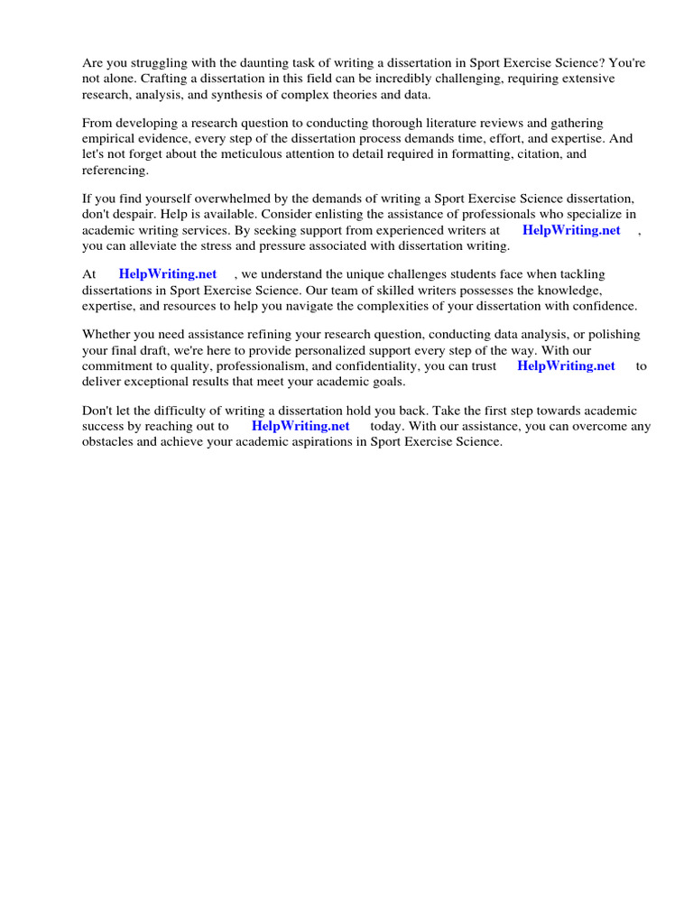 Sport Exercise Science Dissertation Ideas | PDF | Physical Fitness | Sports