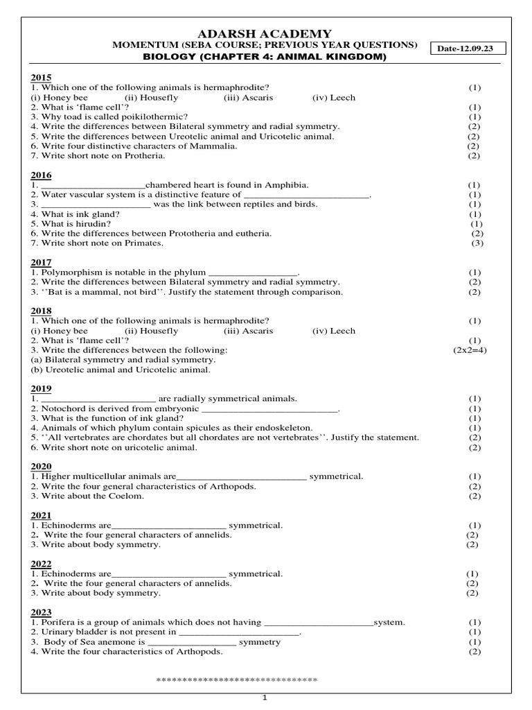Animal Kingdom | PDF | Zoology