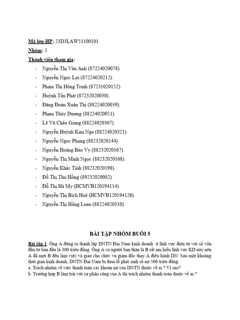 LKD - BÀI TẬP NHÓM BUỔI 5 - NHÓM 5 | PDF