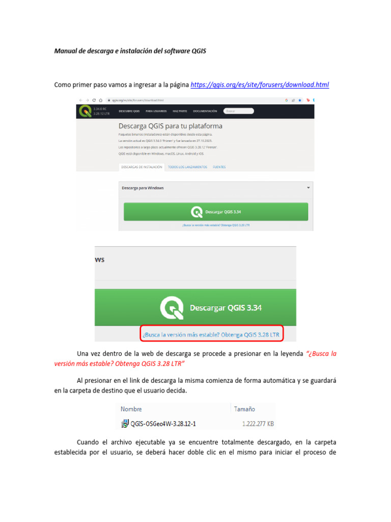 Manual de Descarga e Instalación Del Software QGIS | PDF