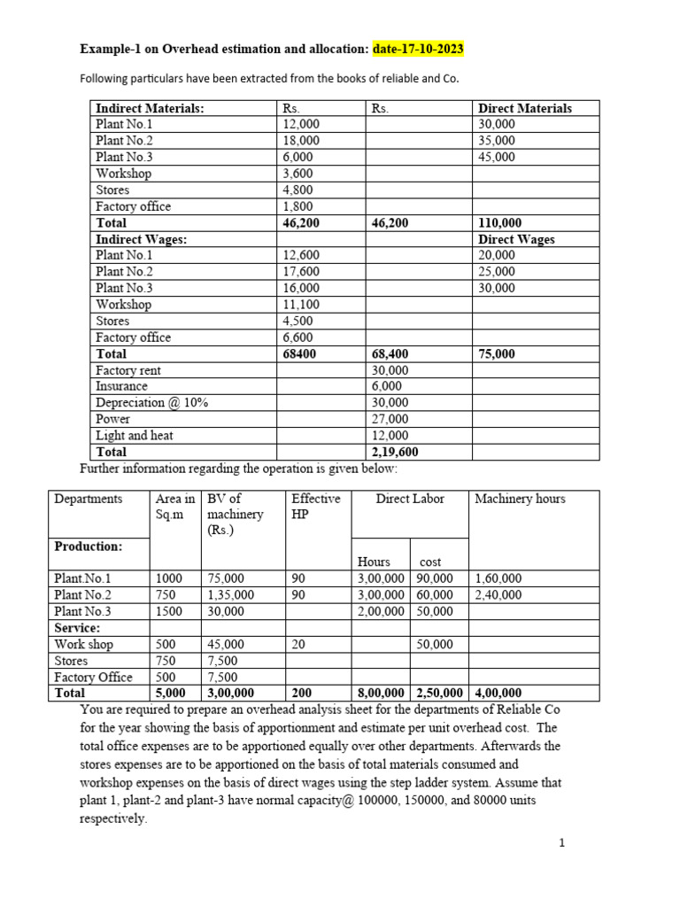Case-1-Factory Overhead | PDF