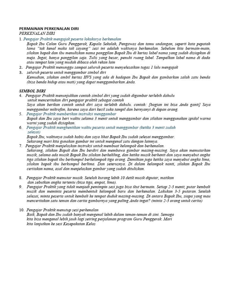 Permainan Perkenalan Diri | PDF