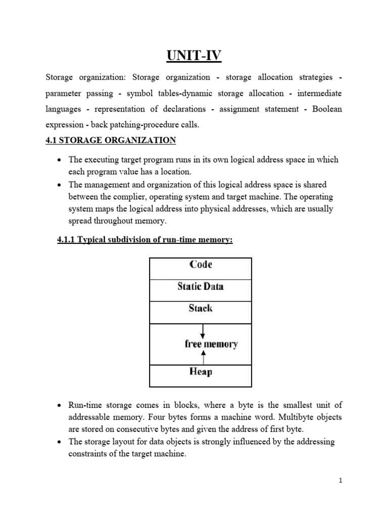UNIT - IV - TUV - Compiler Design - NOTES - PG | PDF | Parameter ...