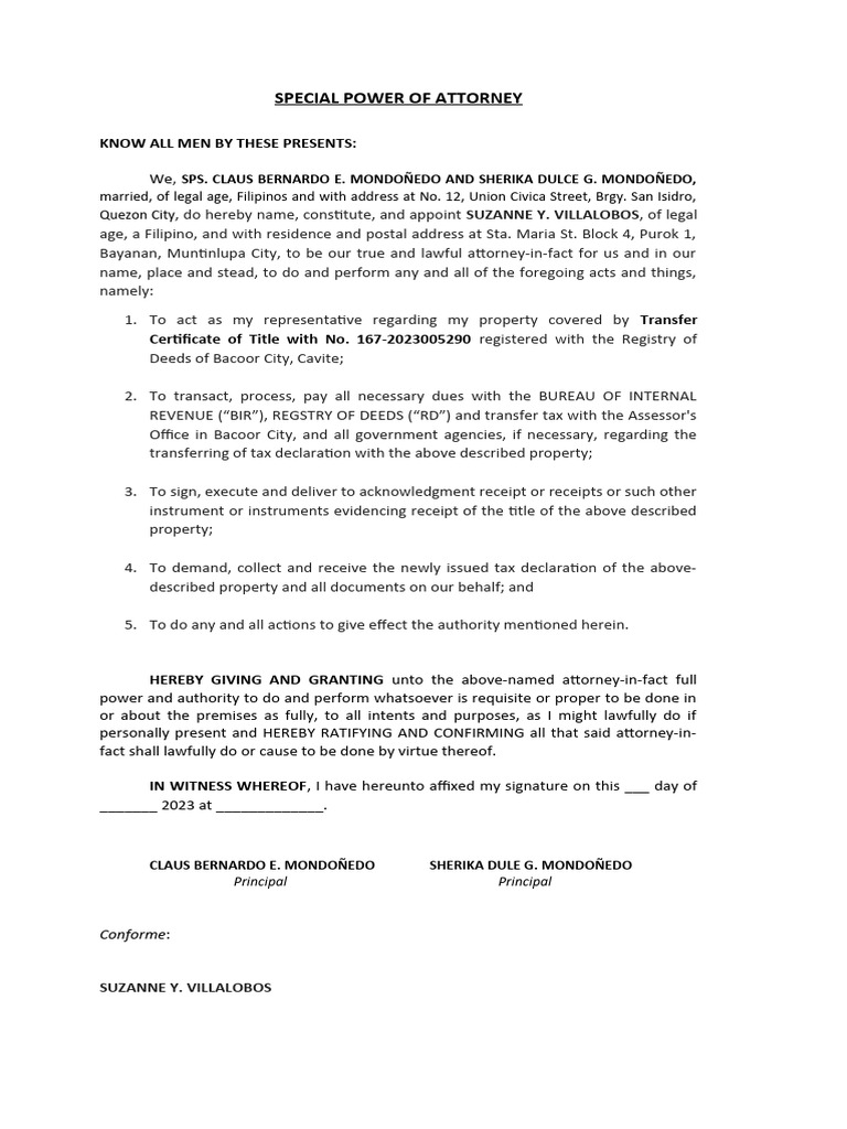 Spa Bir:rd | PDF | Power Of Attorney | Common Law