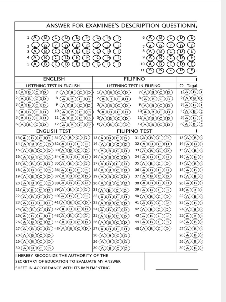 Dokumen - Tips Lapg Answer Sheet Gr3 | PDF