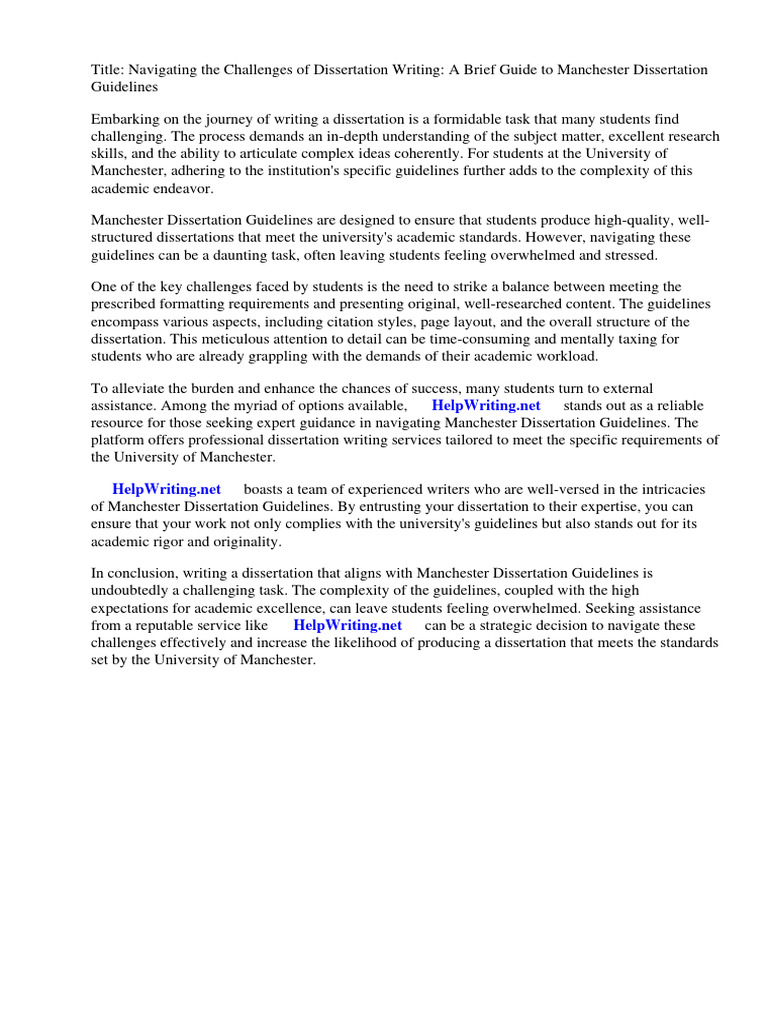 Manchester Dissertation Guidelines | Download Free PDF | Thesis | Methodology
