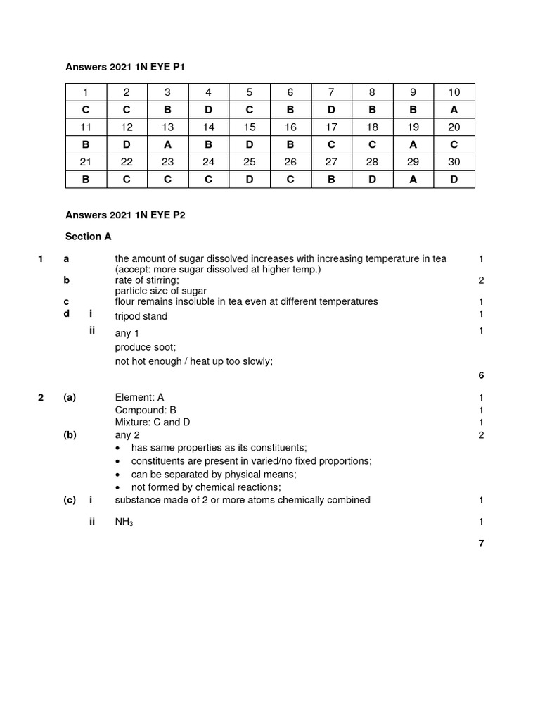 2021.EOY - Science.1N ANS | PDF | Cell (Biology) | Mixture