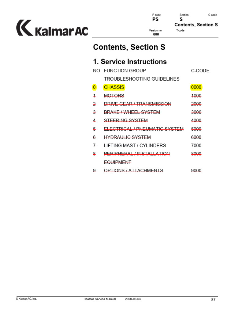 Contents, Section S: 1. Service Instructions | PDF | Voltage ...