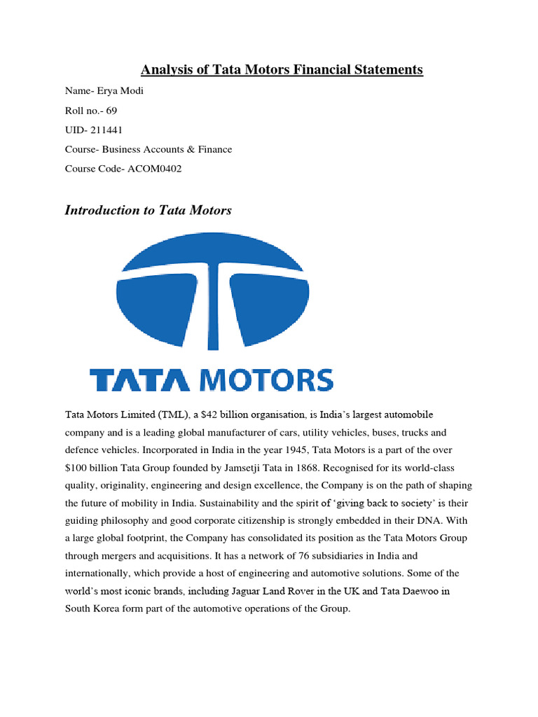 Analysis of Financial statement of Tata Motors | PDF | Dividend ...