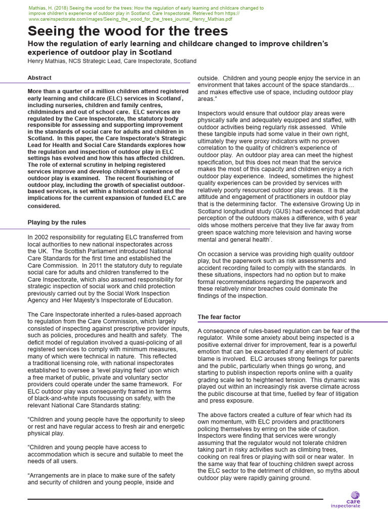 Mathias (2018) Seeing The Wood For The Trees | PDF | Preschool | Child Care