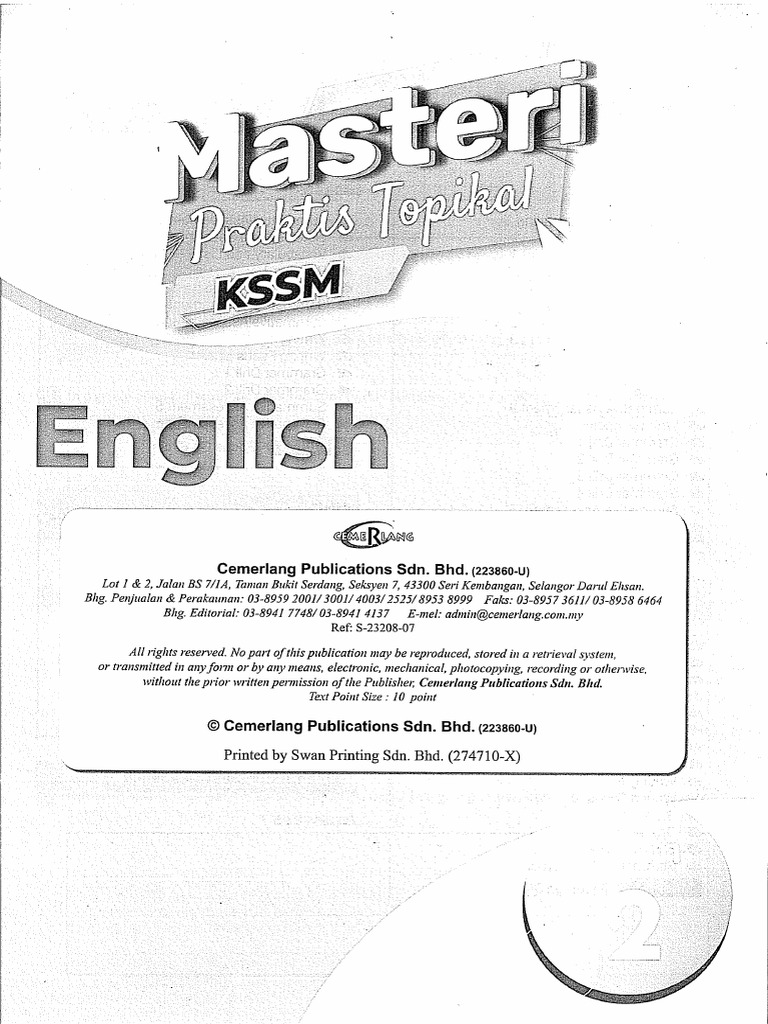 Masteri KSSM From2 BI UASA+答案 | PDF