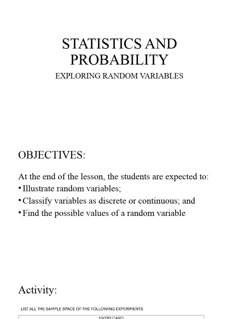 Statistics and Probability1 | PDF | Probability Distribution | Random ...