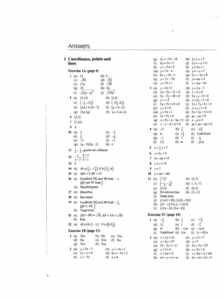 Answers of P1 Math | Download Free PDF | Geometry | Elementary Geometry